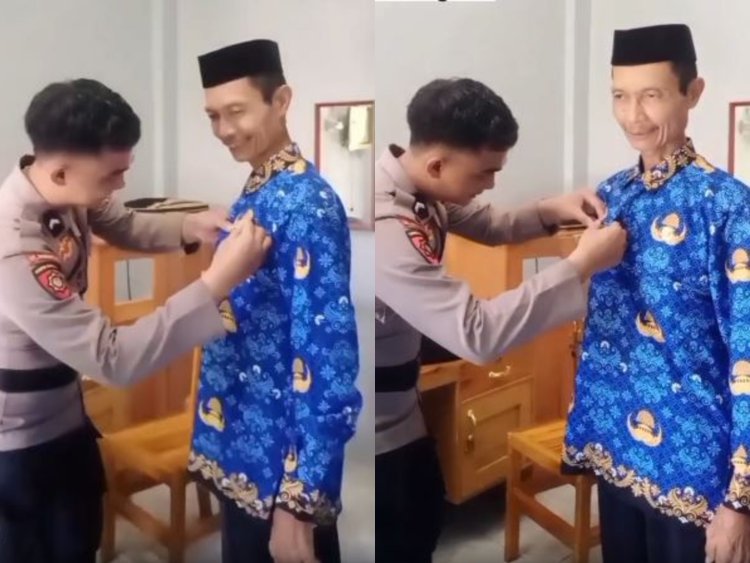 Viral! Momen Haru Guru MAN 1 Polman Dipasangkan Pin KORPRI oleh Mantan ...